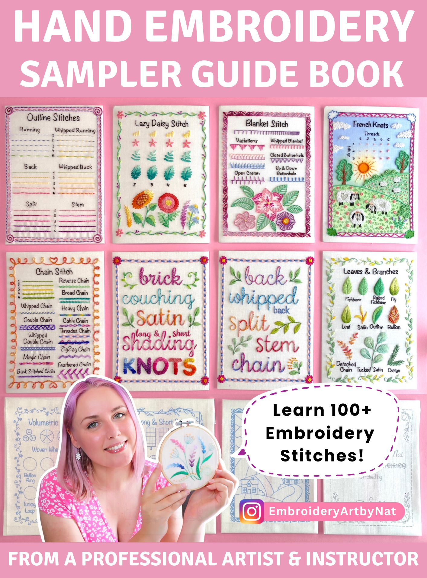 Hand Embroidery Stitch Samplers ️ 12 Designs for Beginners + Complete ...