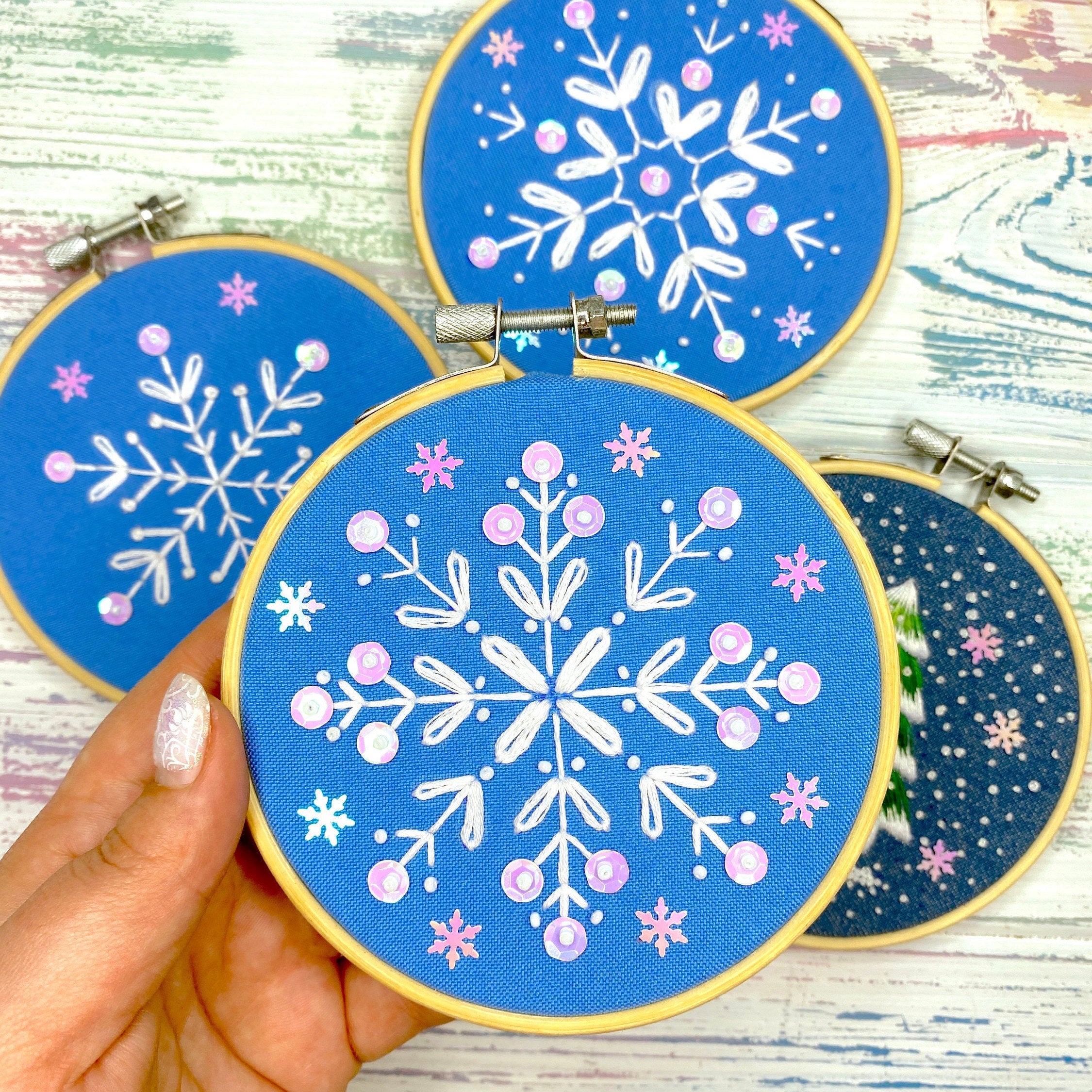 Set of 20 Snowflake Designs - Hand Embroidery Pattern – Embroidery Art ...